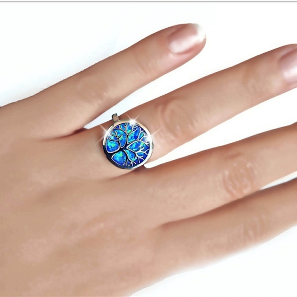 Jewelry | New Blue Opal Tree Of Life Silver Ring | Poshmark